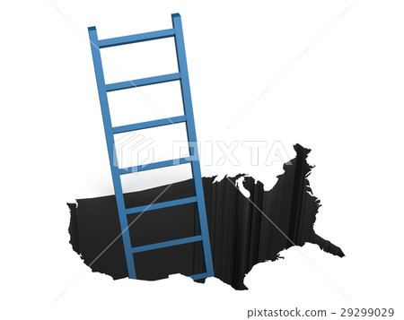 Blue ladder out of USA map - Stock Illustration [29299029] - PIXTA