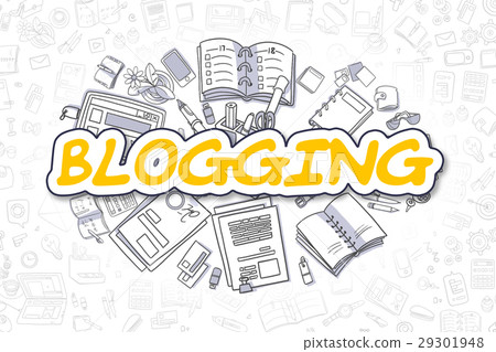 Blogging - Doodle Yellow Text. Business Concept. - Stock Illustration ...