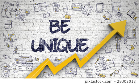 Be Unique Drawn on White Wall. 3d.-插圖素材 [29302018] - PIXTA圖庫