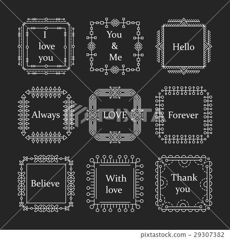 Thin line vector modern geometric frames. - Stock Illustration ...