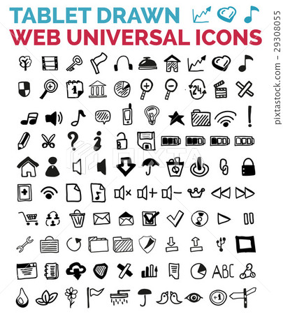 Mega collection of hand drawn web icons - Stock Illustration [29308055 ...