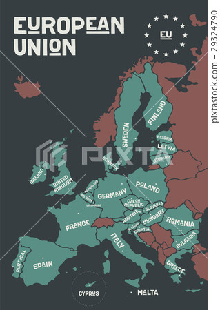 Poster map of the European Union with country - Stock Illustration ...