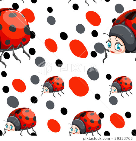 Seamless background with ladybugs and dots - Stock Illustration ...