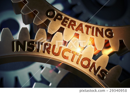 Operating Instructions on Golden Cog Gears. 3D - Stock Illustration ...