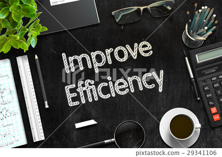 Black Chalkboard with Improve Efficiency. 3D - Stock Illustration ...