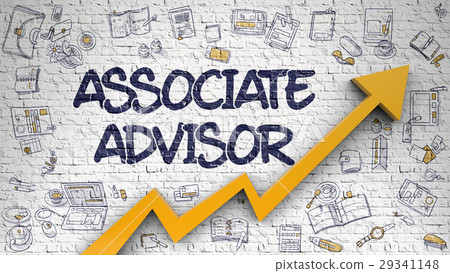 Associate Advisor Drawn on White Brickwall. 3d. - Stock Illustration ...