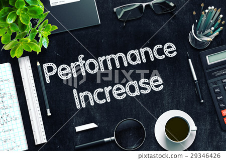 Performance Increase on Black Chalkboard. 3D - Stock Illustration ...