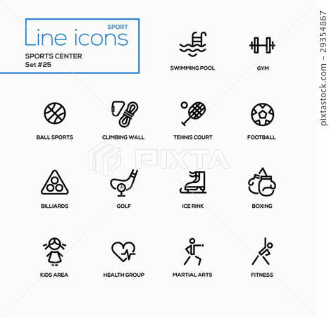 Sports center - modern vector single line icons - Stock Illustration ...