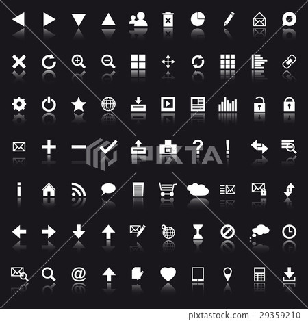 Set of white navigation web icons on black backgr-插圖素材 [29359210] - PIXTA圖庫