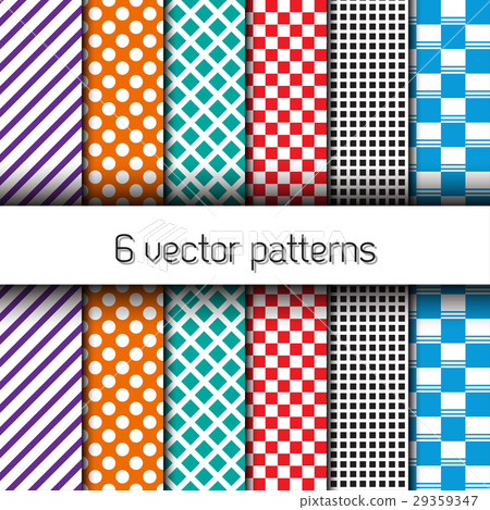 Set of 6 vector endless patterns with circle - Stock Illustration ...