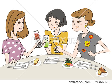 Girls' party with three people - Stock Illustration [29366029] - PIXTA