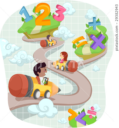 Stickman Kids Math Sky Island - Stock Illustration [29382943] - PIXTA