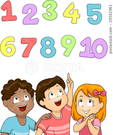 Kids Look Up Numbers - Stock Illustration [29382961] - PIXTA