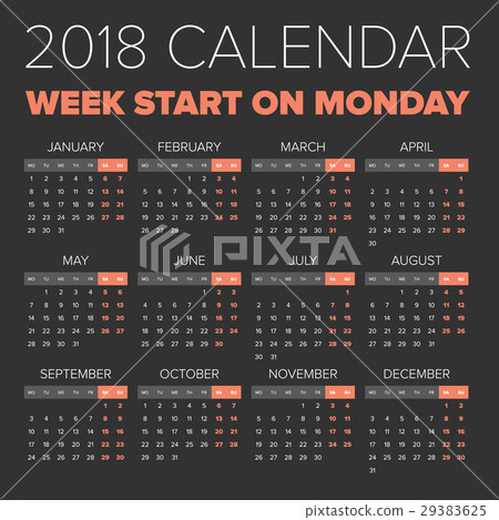 Simple 2018 year calendar - Stock Illustration [29383625] - PIXTA