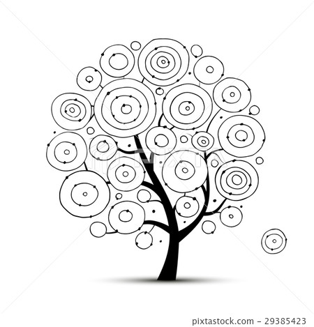 Abstract circles tree, sketch for your design - Stock Illustration ...