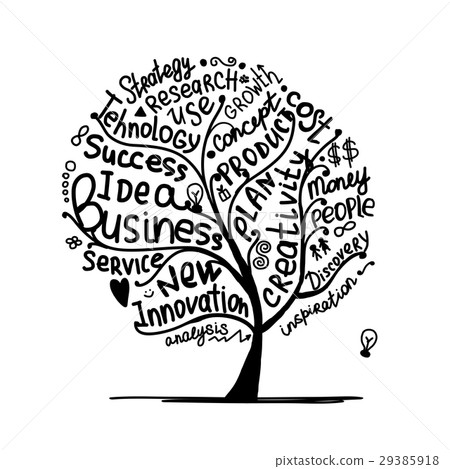 Business idea tree, sketch for your design - Stock Illustration ...