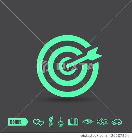 Pictograph of target . Green neon color - Stock Illustration [29387264 ...