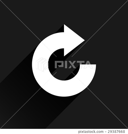 White arrow icon reset sign on black background - Stock Illustration ...