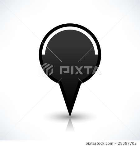 Black map pin icon flat round location sign - Stock Illustration ...
