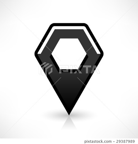 Blank map pin flat location icon hexagon sign-插圖素材 [29387989] - PIXTA圖庫