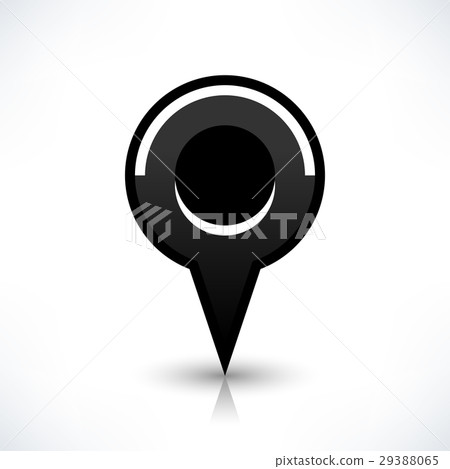 Black map pin icon flat round location sign - Stock Illustration ...
