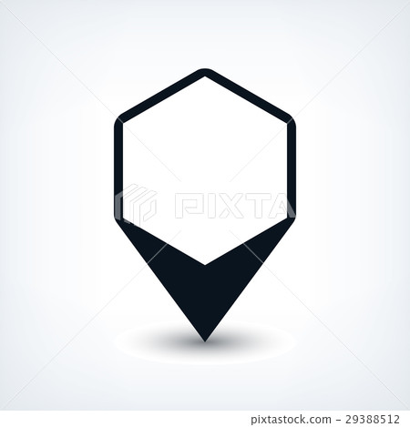 Black map pin flat location sign hexagon icon - Stock Illustration ...