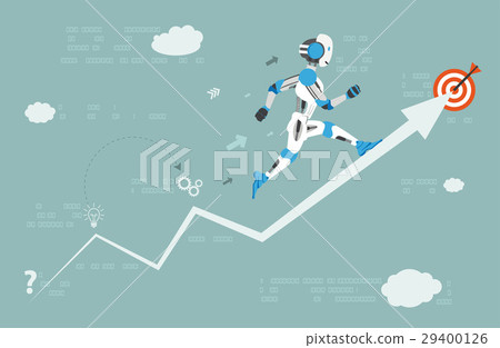 Cartoon Running Robot Data Arrow Target - Stock Illustration [29400126 ...
