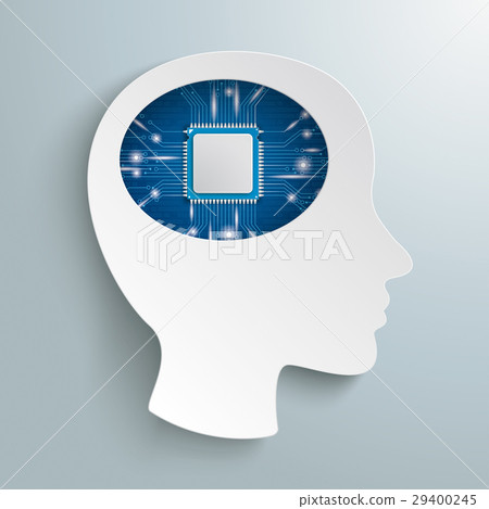Cyborg Human Head Microchip Lights - Stock Illustration [29400245] - PIXTA