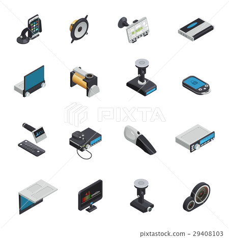 Car Electronics Isometric Icons - Stock Illustration [29408103] - PIXTA
