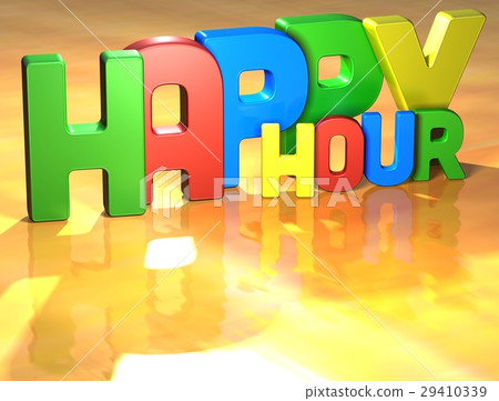 Word Happy Hour on yellow background - Stock Illustration [29410339 ...