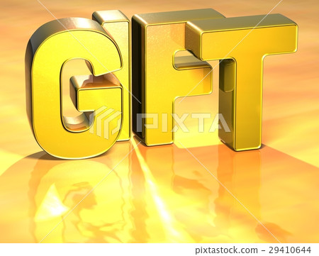 3D Word Gift on gold background - Stock Illustration [29410644] - PIXTA