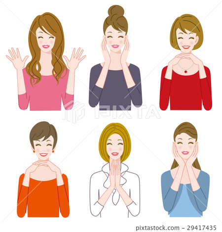 Female multiple expression smile - Stock Illustration [29417435] - PIXTA