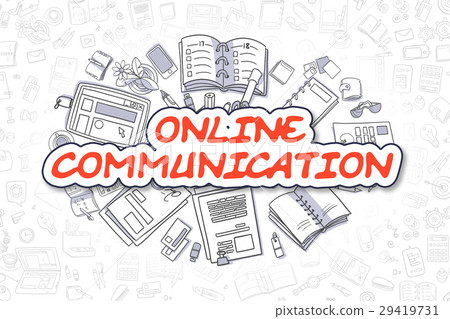 Online Communication - Cartoon Red Word. Business - Stock Illustration ...