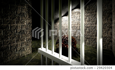The mind of monster inside prison cell 3d - Stock Illustration ...