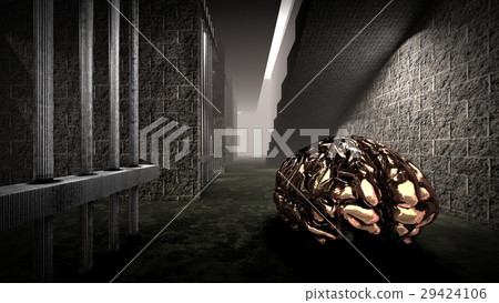 The mind of monster inside prison cell 3d - Stock Illustration ...