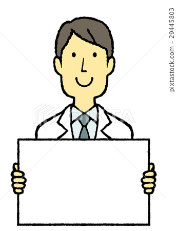 White Coat Young Male Doctor Flip Board - Stock Illustration [29445803 ...