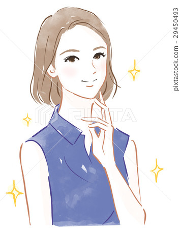 Female facial expression determination pose - Stock Illustration ...