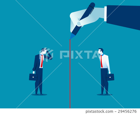 Manager painting red dividing line separation - Stock Illustration ...