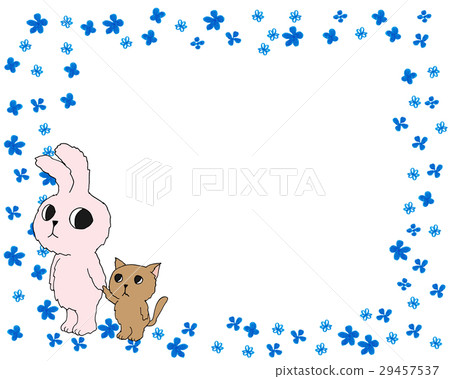Usagi and cat Flower background - Stock Illustration [29457537] - PIXTA