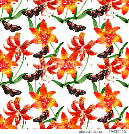 Wildflower leopard lily flower pattern in a - Stock Illustration ...