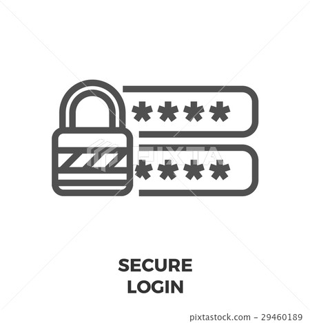 Secure Login Line Icon - Stock Illustration [29460189] - PIXTA