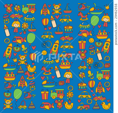 Vector doodle set with toys for shop, store - Stock Illustration ...