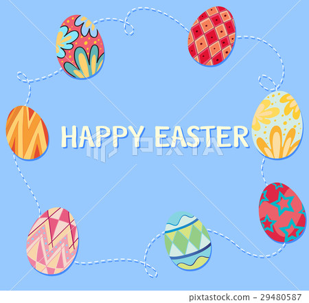 Happy Easter poster with decorated eggs - Stock Illustration [29480587 ...