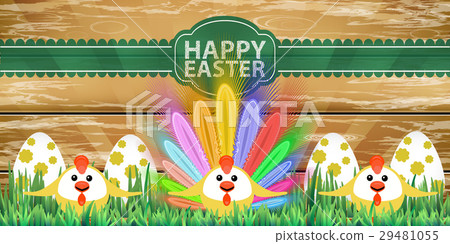 Happy easter rooster and chicken - Stock Illustration [29481055] - PIXTA