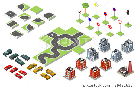 Set Isometric road and Vector Cars, Common road - Stock Illustration ...