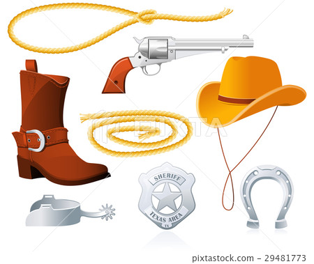 Wild West Cowboy Accessories and clothes - Stock Illustration [29481773 ...