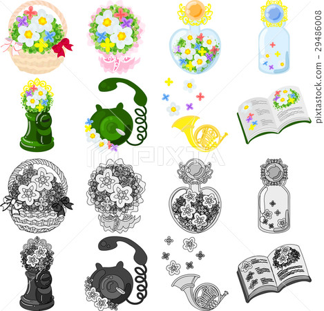 Various icons of small flower sundries such as... - Stock Illustration ...