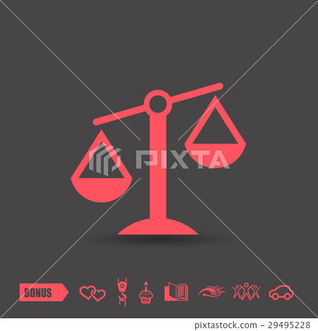 Pictograph of justice scales . Red neon color - Stock Illustration ...
