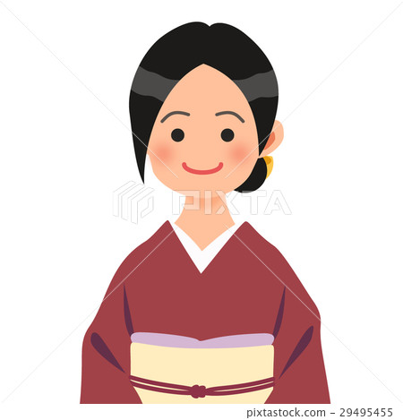 Nakai who wears an Azuki color kimono - Stock Illustration [29495455 ...