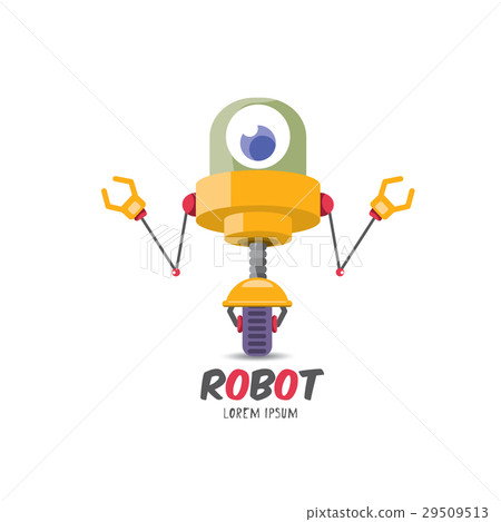 vector cartoon cute flat robot icon - Stock Illustration [29509513] - PIXTA